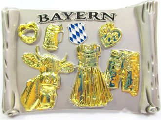 Generic Bayern Magnet Metall Brezel Bier Dirndl Lederhose Kuh Herz Souvenir Germany