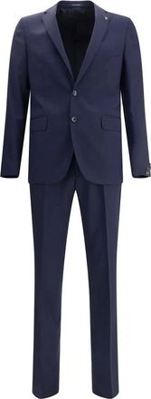 Tagliatore Anzug aus reiner Schurwolle mit Bruce-Passform- Revers mit Einkerbung und aufgesetzten Taschen - - Suits - Herren - Blau - L