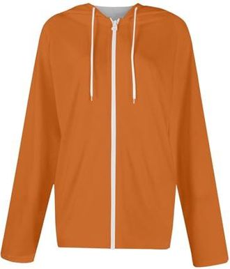 Generic 2026 Vestes &agrave; capuche en polaire pour homme avec fermeture &eacute;clair l&eacute;g&egrave;re &agrave; manches longues et fermeture &eacute;clair int&eacute;grale, tailles S &agrave; 3XL, Orange, XXL