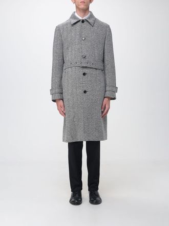 Lardini Langer einreihiger Mantel aus Wollmischung mit Chevron-Muster und G&uuml;rtel
