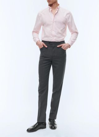 Fursac Pantalon gris en toile de laine fresco - Taille 36 - Homme