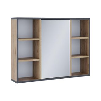 Vicco Badspiegelschrank Stephan, Goldkraft Eiche, 80 x 59.2 cm mit Regalb&ouml;den und Spiegelt&uuml;r