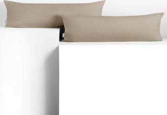 Decoking 2 Kissenbezüge 20x120 cm Jersey 100% gekämmte Baumwolle Reißverschluss Cappuccino Amber