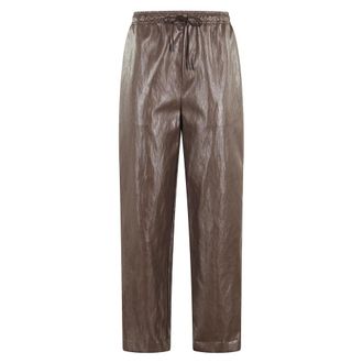 SOLOTRE Barolo Lederimitat Hose mit Elastischem Bund - - Trousers - Damen - Braun - M