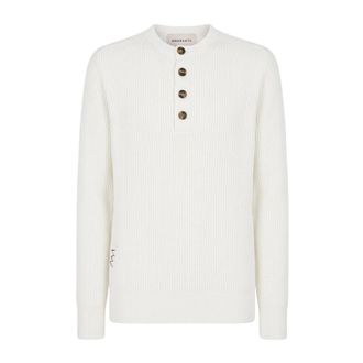 Amaranto Pullover mit Rundhalsausschnitt und Knopfleiste - - Knitwear - Herren - Wei&szlig; - M