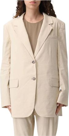 Theory Femme, Vestes, Beige, Taille: 32 FR Blazer Classique Léger à Revers Crantés et Fermeture Boutonnée