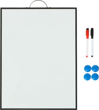 Relaxdays Whiteboard Tisch, magnetisch, zum Aufh&auml;ngen, 2 Stifte, 4 Magnete, Magnettafel, H x B: 40 x 30 cm, wei&szlig;/schwarz