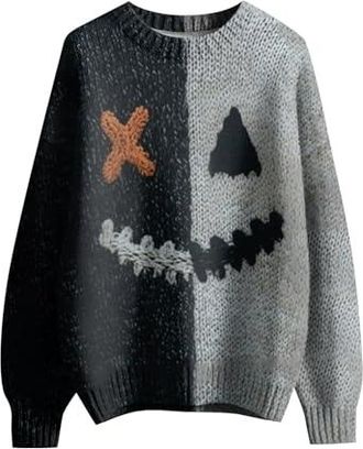 Generic Sweats pour hommes pulls Halloween pull citrouille drôle sweatshirt vacances haut manches longues décontracté sweatshirt, gris, XXL