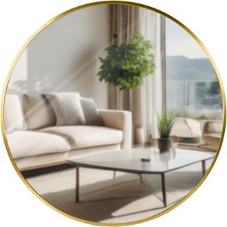 Clp Wandspiegel Elsie I Runder Spiegel in unterschiedlichen Gr&ouml;&szlig;en I Rahmentiefe 3 cm, ideal f&uuml;r Wohnzimmer, Schlafzimmer oder Bad, Farbe:Gold Glanz, Gr&ouml;&szlig;