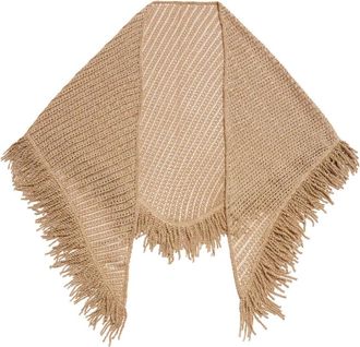 Simona Corsellini Femme, Accessoires, Beige, Taille: ONE Size Scialle Crochet Frange in Lurex