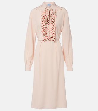 Prada Robe midi ceintur&eacute;e en soie &agrave; pois