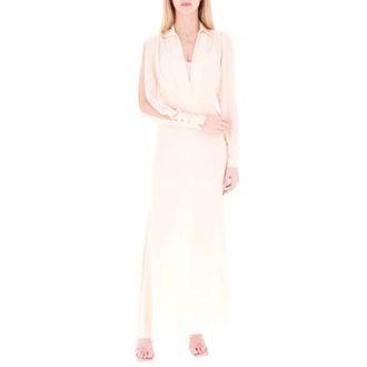 Patrizia Pepe Femme, Robes, Beige, Taille: 38 FR Robe Maxi Col en V