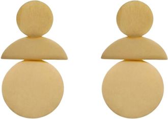 Dansk Copenhagen Saga Waterproof 18K Gold Plated Statement Earring - Brushed Stainless Steel - - Accessories - Damen - Gelb - ONE SIZE