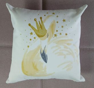 Hossner Kissenh&uuml;lle Prinzessin f&uuml;r Kinder- & Jugendzimmer, 45x45 cm, Gold 100% Baumwolle, Beidseitig Bedruckt, Robustes Material