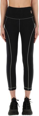 Moncler Logo-Embroidered Leggings - Black