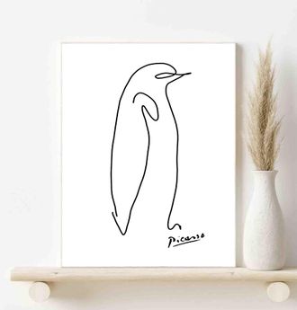 Generic Wandkunst-Dekoration, Picasso, gezeichnete Linien, Zeichnung, Leinwand, Poster, ungerahmt, Gr&ouml;&szlig;e 20 x 30 cm (Picasso Peinguins zeichnen Picasso Peingu