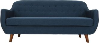 Miliboo Canapé déhoussable 3 places en tissu bleu foncé et bois foncé YNOK