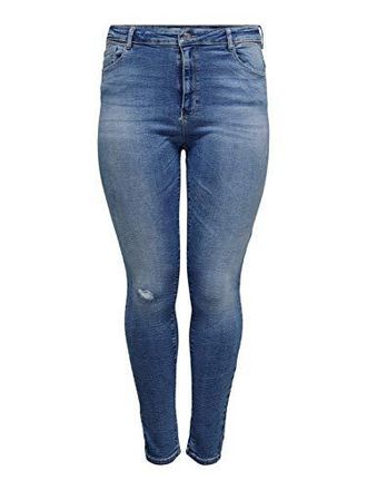 Only Carmakoma Carlaola Life Hw SK JNS BB Azg809 Noos, Bleu Jeans Clair, 44W x 32L Femme