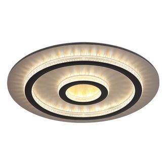 Globo Lighting LED Deckenlampe dimmbar mit Fernbedienung Kristall Deckenleuchte grau gold Wohnzimmerlampe, Farbwechsel, 40W 1300lm warmwei&szlig;-kaltwei&szlig;, D 45 x 5,5 cm