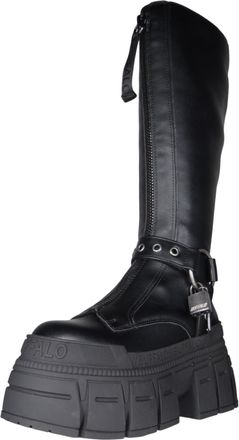 Buffalo Damen Elegante Stiefel Gospher Biker HI 1270131 Schwarz