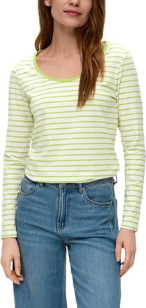 s.Oliver Langarmshirt mit tiefem Rundhalsausschnitt