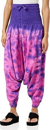 Shopoholic Fashion Pantalon color&eacute; Tie Dye Baggy Harem, V&ecirc;tements Hippies Coupe Ample Boho Brighter, Violet Rose m&eacute;lange