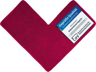 WohnDirect Badematte L-Form Eckdusche Pink - Eck-Badvorleger (Schenkelma&szlig; 100x100 cm) - Weicher Hochflor Teppich ums Eck, 50cm Breite (Versand aus DE)
