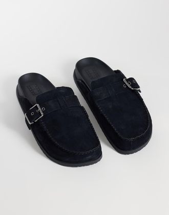 Tommy Jeans Sandales style mules en daim v&eacute;ritable - Noir