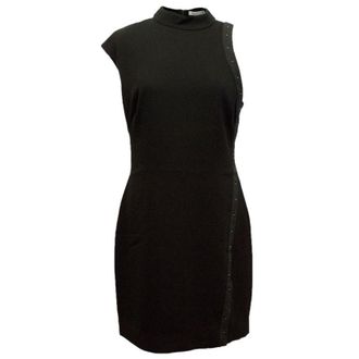 Halston Heritage Heritage Black High Neck Crepe Dress with Studs Size XXS