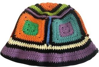 Generic Chapeau bob en crochet pour femme en tricot fait &agrave; la main pliable chapeau de plage tendance mignon ray&eacute; floral chapeau de p&ecirc;che chapeau bleu, violet,
