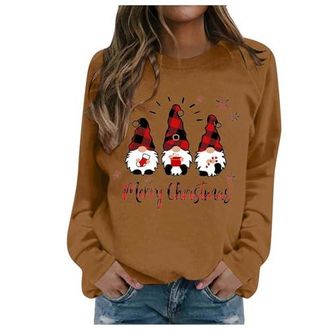 Generic Pull de No&euml;l pour femme - Motif sapin de No&euml;l - Imprim&eacute; lutin - Poup&eacute;e de No&euml;l - D&eacute;contract&eacute; - Col rond - Pull en polaire confortable et chaud - Haut 