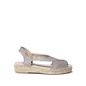 Toni Pons Espadrille Femme en Tissu Brillant - ELDA-S Platine, 39 EU