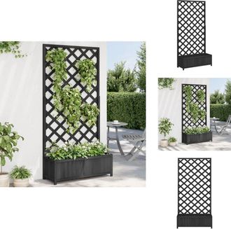 vidaXL Vidaxl - Jardini&egrave;re en bois massif de sapin avec treillis noir - Dimensions 90x35x180 cm - Pour plantes grimpantes - D&eacute;coration ext&eacute;rieure