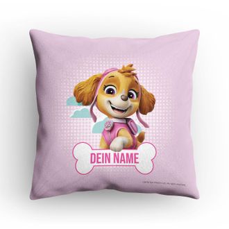 Picanova Paw Patrol Kissen personalisiert - weiches Premium Kinderkissen mit Namen f&uuml;r M&auml;dchenzimmer und Sofa Deko - ideale Kinderzimmer Deko - Skye 40x40 cm