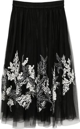 Biyan jupe à fleurs brodées - Noir