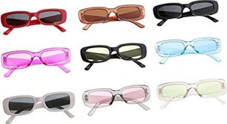 Yarnow 9 pi&egrave;ces Lot de Lunettes de Soleil R&eacute;tro Rectangle pour Hommes et Femmes Styles Color&eacute;s Vari&eacute;s Accessoires Mode pour F&ecirc;tes