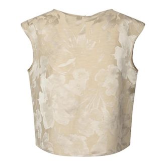 Incotex Blumiges Jacquard &Auml;rmelloses Top Beige - - Tops - Damen - Beige - M