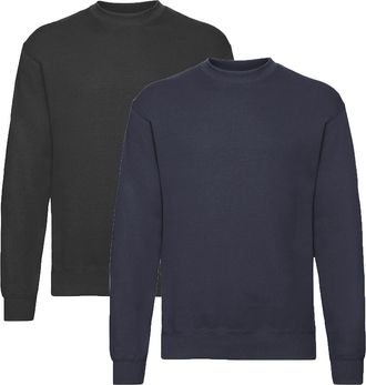 Fruit Of The Loom Herren 62-202-0 Set-IN Sweatshirts 1er/2er - 1Schwarz/1D.Navy + 1 HLKauf-Notizblock - Größe: 3XL