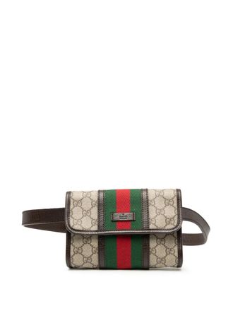 Gucci 2000-2015 GG Supreme gewebte G&uuml;rteltasche - Braun
