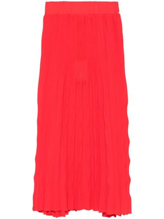 Nissa jupe mi-longue pliss&eacute;e &agrave; taille haute - Rouge