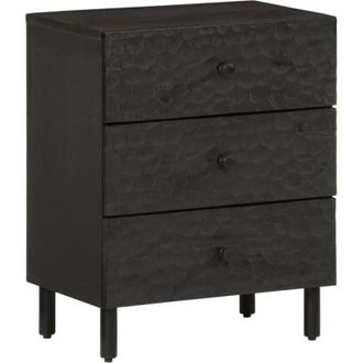 vidaXL Table de chevet noir 50x33x60 cm bois de manguier massif Vidaxl