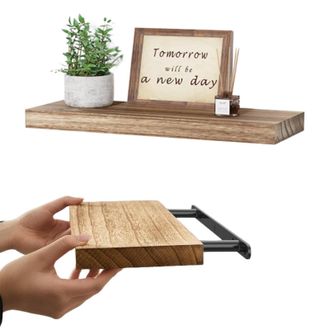 Generic Unsichtbares schwebendes Regal, 40 cm, Massivholz, rustikales B&uuml;cherregal f&uuml;r die Wand, stabile Pr&auml;sentationsleiste f&uuml;r Wohnzimmer, Schlafzimmer, Bade