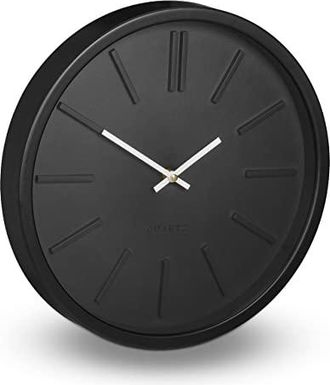 Relaxdays Wanduhr, ohne Sekundenzeiger, modern, analog, Uhr für Küche, Wohnzimmer, Arbeitszimmer, rund, Ø 35 cm, schwarz