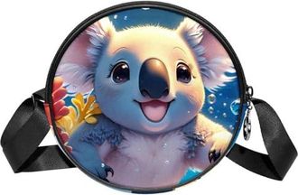 Generic Koala Petit sac &agrave; bandouli&egrave;re circulaire pour femme, sac &agrave; bandouli&egrave;re r&eacute;glable avec fermeture &eacute;clair, sac &agrave; main rond d&eacute;contract&eacute; pour femmes et fill