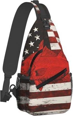 Generic Multifonction Sacoche Tactique P&ecirc;che au bar avec drapeau am&eacute;ricain vintage Sac De Poitrine Antivol Sac &agrave; Poitrine pour Camping Homme Cyclisme