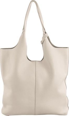 modamoda.de T264 Damen Leder Schultertasche Shopper, handgefertigt in Italien, 40x3x35 cm, mit abnehmbarer Innentasche, weiches Leder, Farbe:Creme
