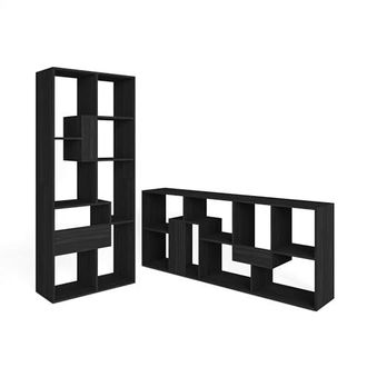 Skraut Home | B&uuml;cherregal Bibliothek | Bookshelf, Bookcase | 162x67x31cm | Aufbewahrungsregal | Moderner Stil | Schwarz