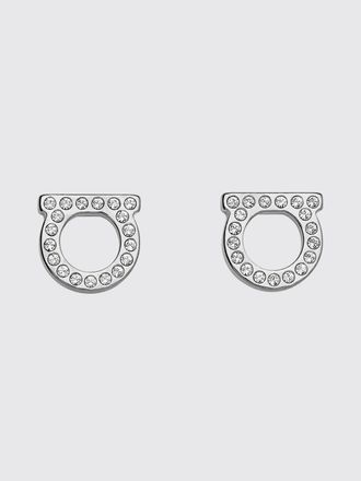 Ferragamo Boucles doreilles puces Gancini en laiton avec cristaux