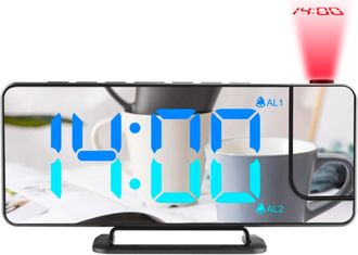 Dioche Projektionswecker mit um 180&deg; Drehbarem Projektor, LED-Spiegel-Digitalanzeige, Dual-Alarm- und Schlummerfunktion, Gute Lesbarkeit f&uuml;r Schwere Schl&auml;fer