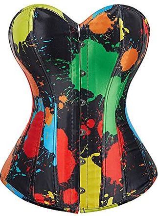 Grebrafan Bustiers et Corsets Femme Corset Halloween Gothique (EUR(46-48) 5XL, Splash Color)